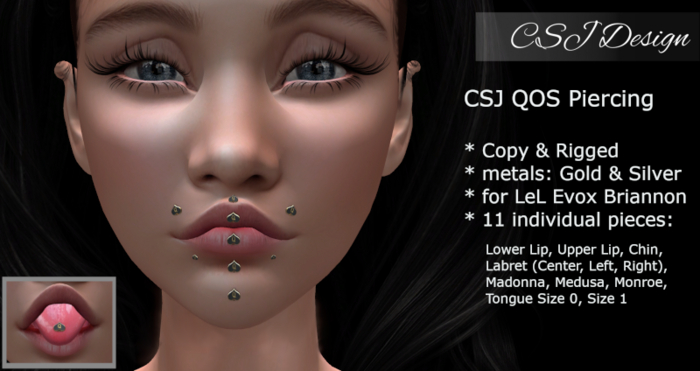Second Life Marketplace Csj Qos Piercing Evox Briannon Gold Silver